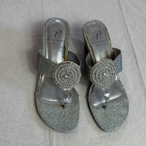 Adrianna Papell | Shoes | Adrianna Papell Silver Sandals With ...